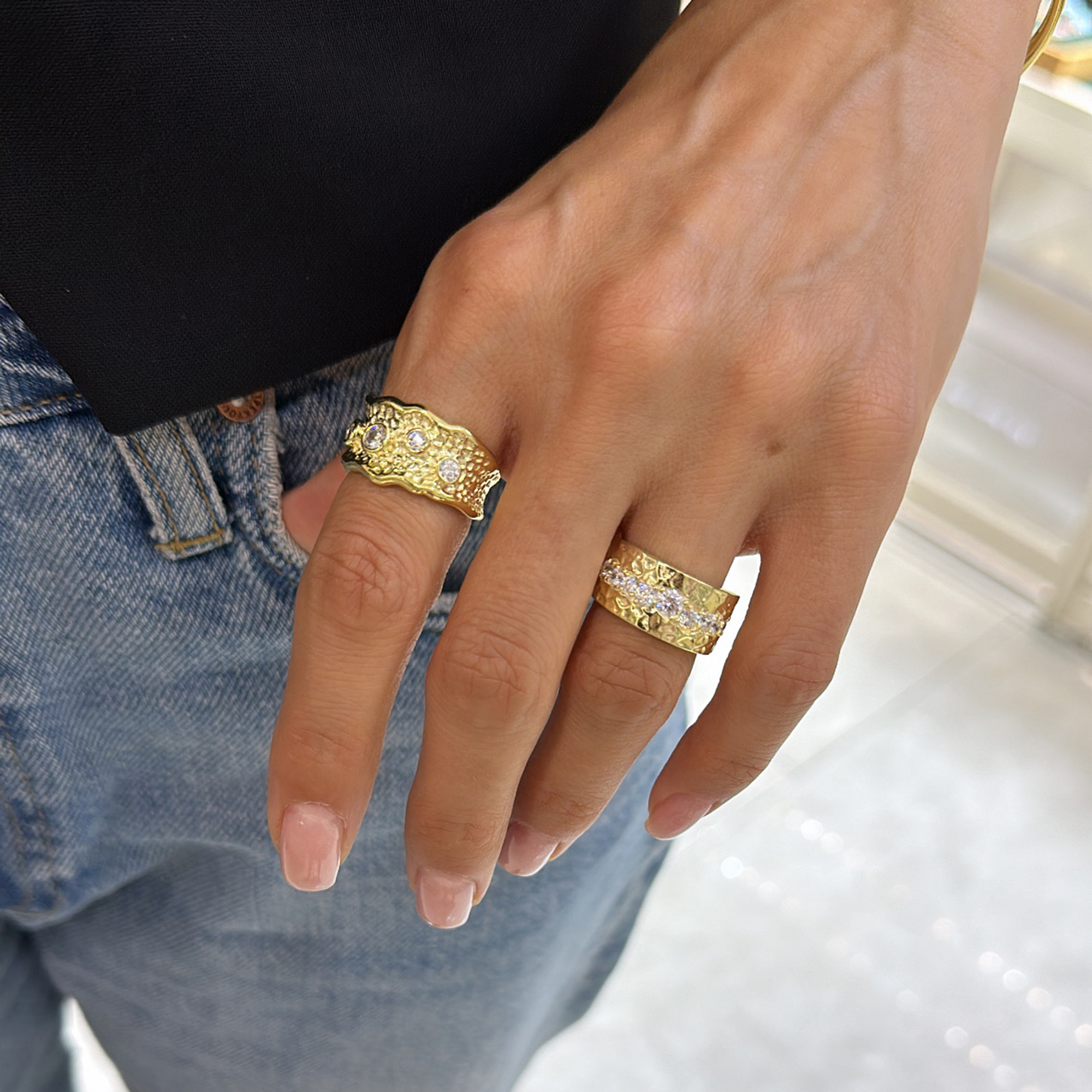 Mia Tattoo Plate Stone Ring